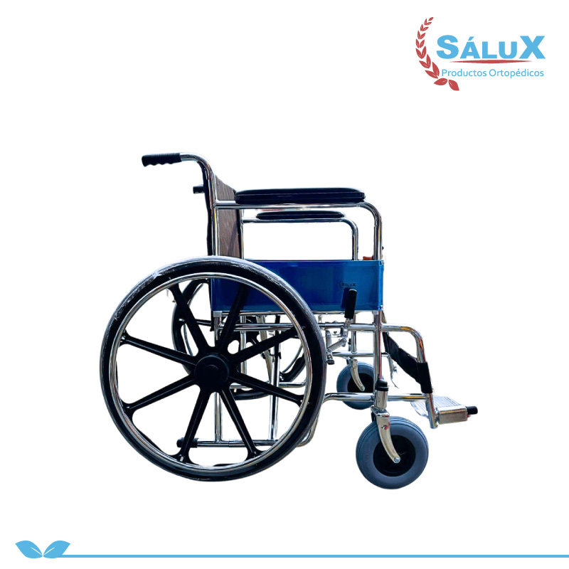 Silla de ruedas standar aro pvc lisa lona negra – SALUX PERÚ